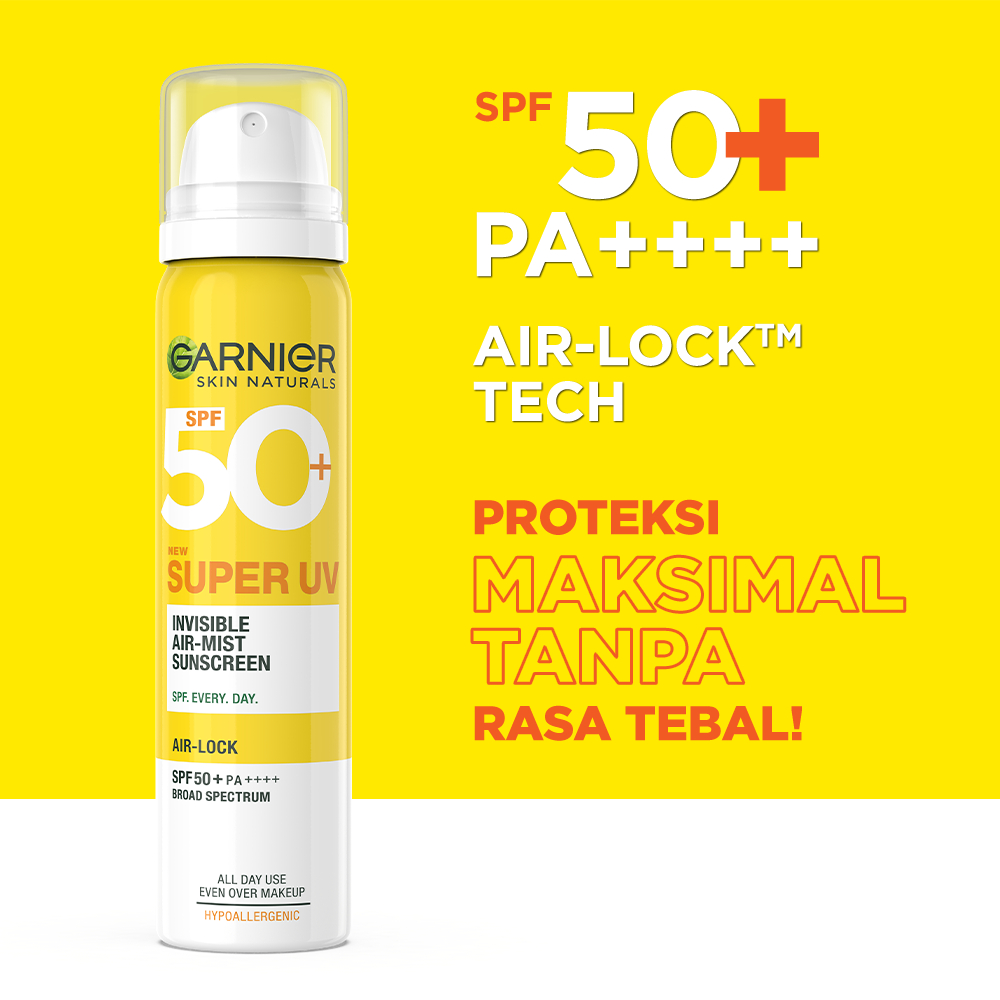 Jual Garnier Super UV Invisible Air-Mist Sunscreen SPF 50+ PA++++ 75 ml | Sunscreen Spray UV ...