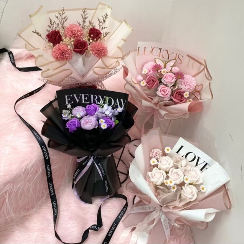 Jual Buket bunga sabun dan bunga kering lisfleur kode CASANDRA | Shopee ...