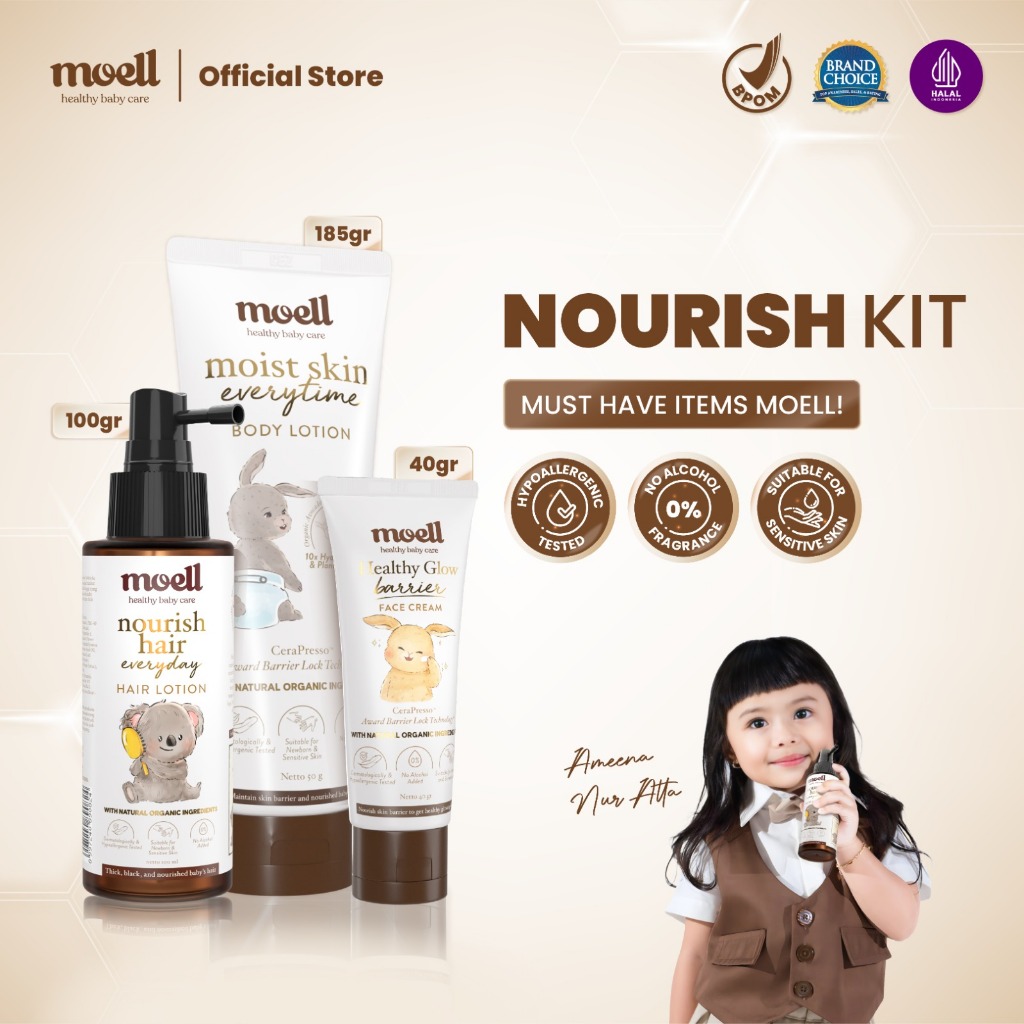 Jual Moell Bundling Nourish Kit - Body Lotion 185ml & Face Cream 40ml ...