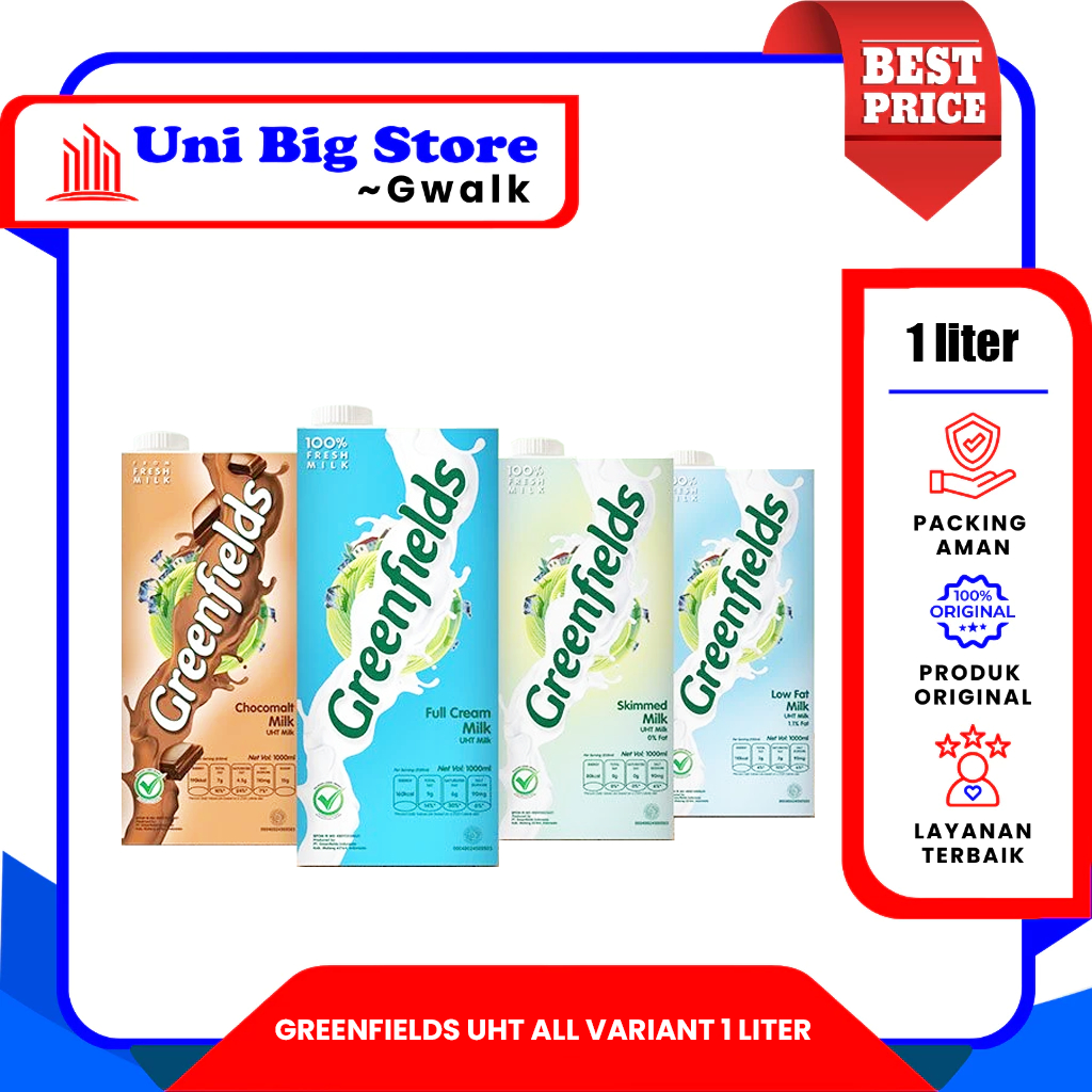 Jual SUSU GREENFIELD GREENFIELDS UHT FULL CREAM - CHOCO MALT - LOW FAT - SKIM MILK - 1 liter ...