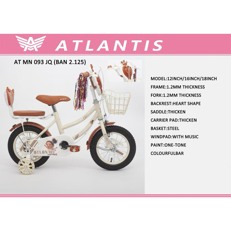 Jual ATLANTIS 093 Sepeda Mini Perempuan Anak 12 16 18 (TANYA STOK DULU ...