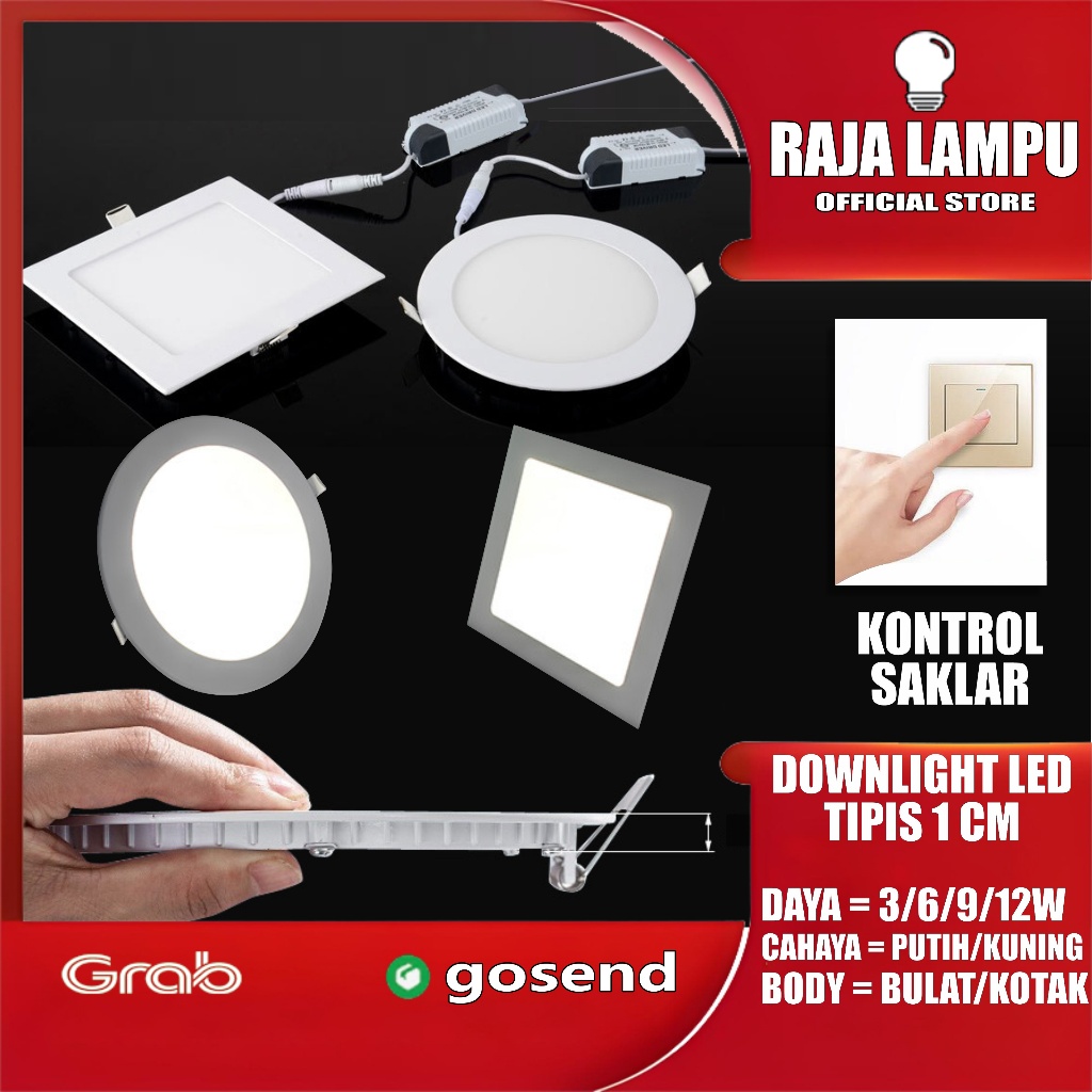Jual 【RAJA LAMPU】Lampu plafon-Lampu Downlight LED/Tipis Bulat/Kotak ...