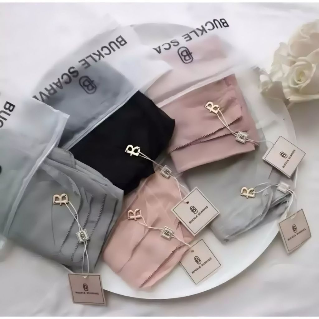 Jual (ISI 10) Hijab Segiempat Buckle Scarves Polos Free Pouch | Shopee ...