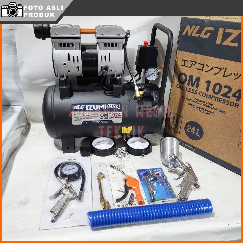 Jual Mesin Kompresor NLG Izumi Max OM 1024 Oilless Paket Pengecatan | Shopee Indonesia