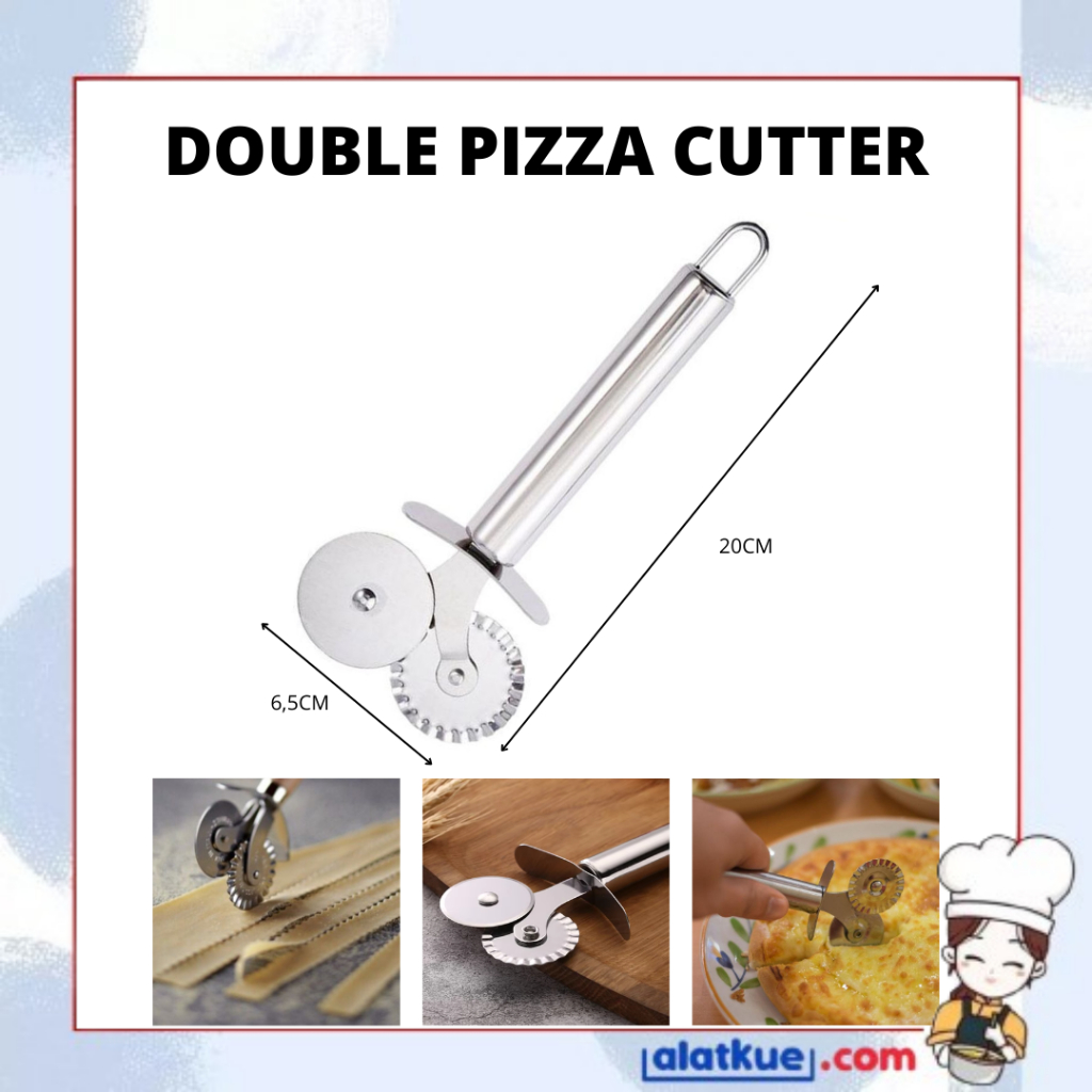Jual Double Pizza Cutter Pisau Pizza Roda Ganda Pemotong Adonan ...