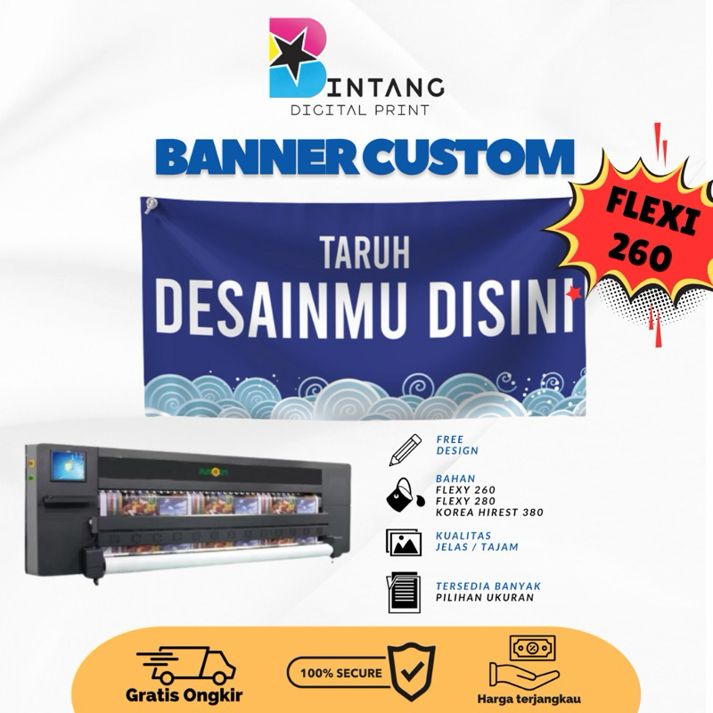 Jual CETAK PRINT BAHAN FLEXI 260 BANNER SPANDUK BALIHO T-BANNER CUSTOM MURAH BERKUALITAS ...
