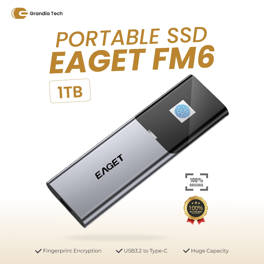 Jual Eaget Portable External SSD Fingerprint FM6 1TB || Portable SSD ...
