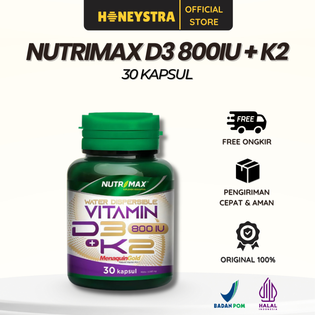 Jual Nutrimax Vitamin D3+K2 / Vit D3 Water Dispersible K2 / Vit D 800 IU K 40 mcg | Shopee Indonesia