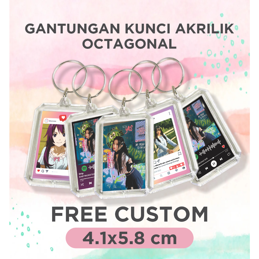 Jual Gantungan Kunci Octagonal Besar Key Chain Ganci Foto Custom Bisa ...