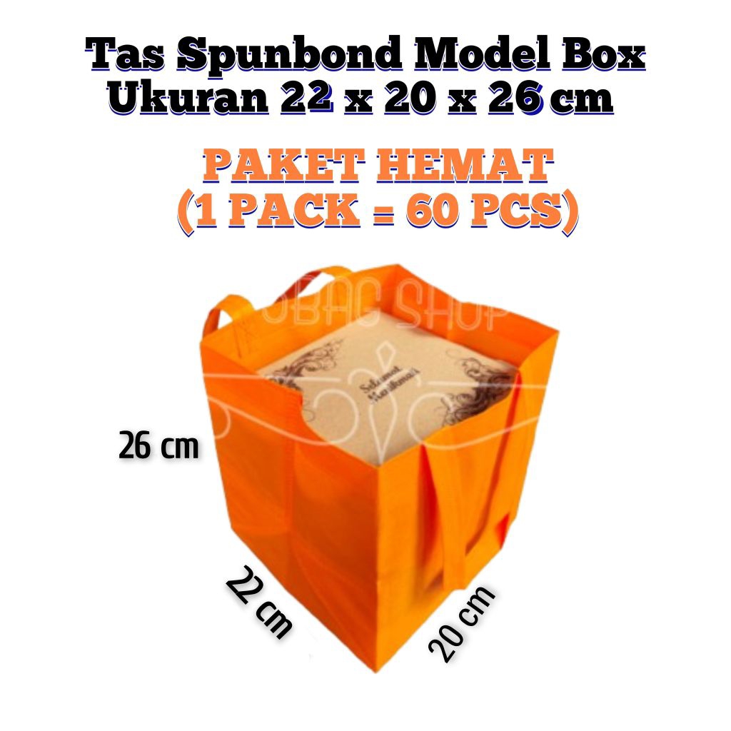 Jual (1 PACK = 60 PCS) Goodie Bag Tas Hajatan Spunbond 20x20 cm Tinggi ...