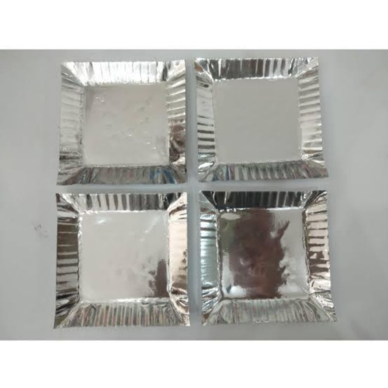 Jual Piring Kertas Kue Kotak Silver / Piring Kue Pesta Ulang Tahun / Piring Kue Taart Pesta ...