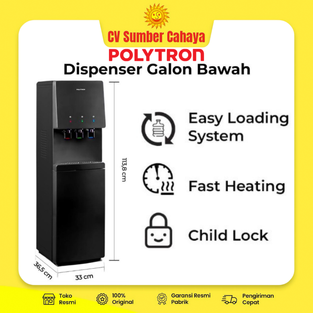 Jual Polytron Dispenser Galon Bawah Hydra Child Lock Fast Heating PWC 776 Kompresor PWC776 ...