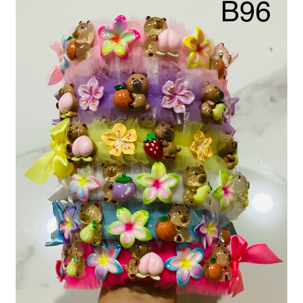 Jual LUSINAN B96(ABC) bando capybara,bando model bunga dan pita motif capybara isi12pcs | Shopee ...