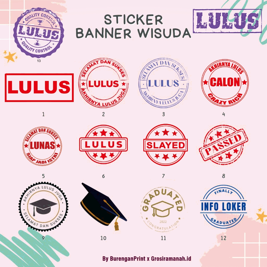 Jual STIKER STICKER LULUS TRANSPARAN XBANNER WISUDA BANNER | Shopee ...