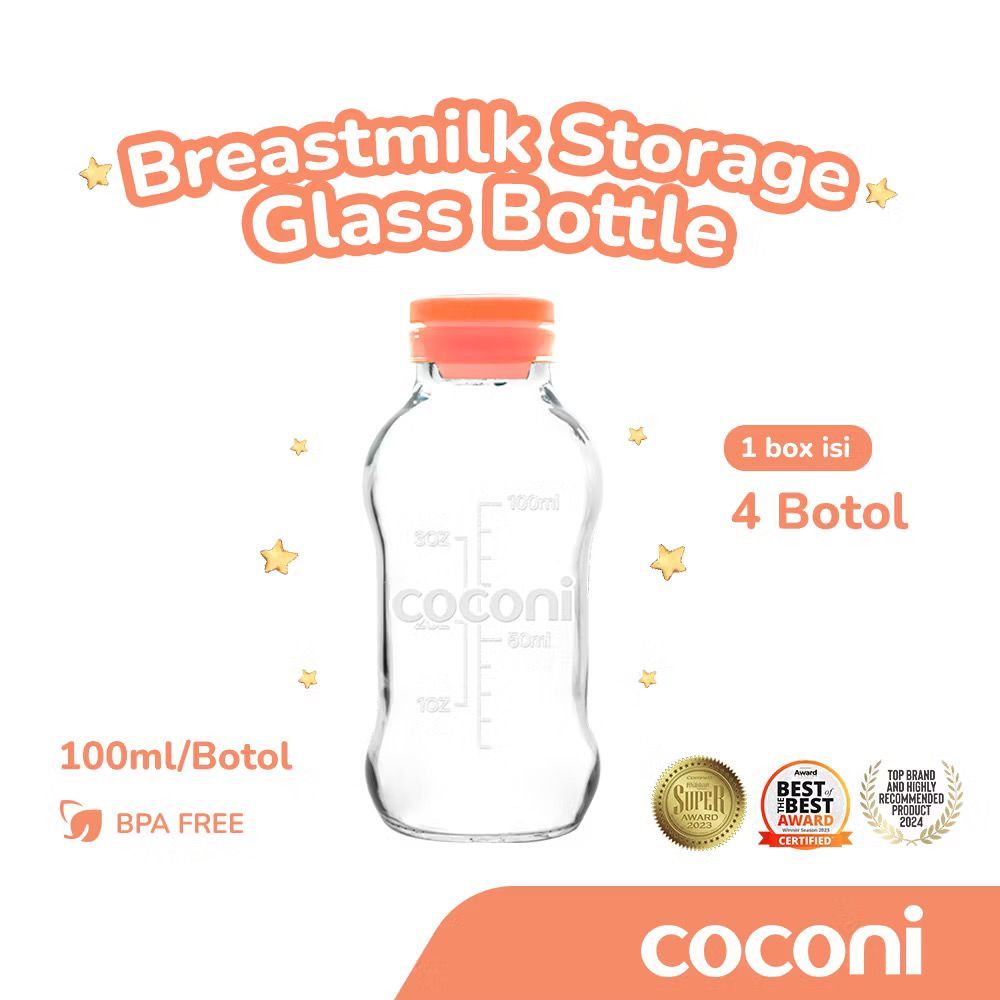 Jual OCONI Breastmilk Storage Glass Bottle 4 Pcs | Botol Kaca ASI 100ml 4 Pcs - Botol Tempat ...