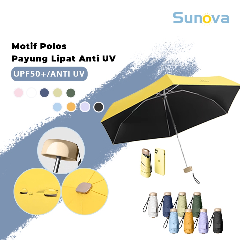 Jual Sunova Payung Lipat Mini Anti UV Sinar Matahari Payung Mini Polos Portable Umbrella Travel ...
