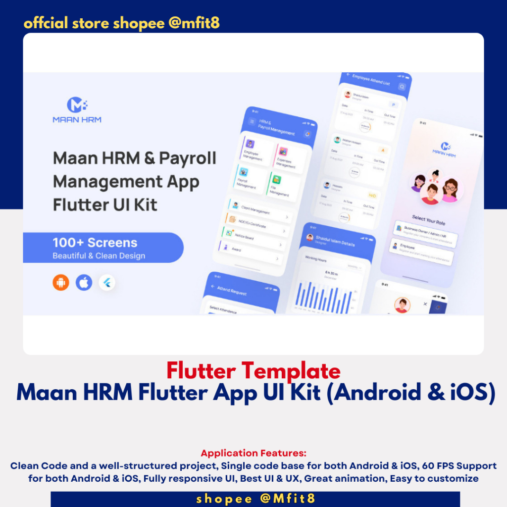 Jual Flutter Template - Maan HRM Flutter App UI Kit (Android & iOS) | Shopee Indonesia