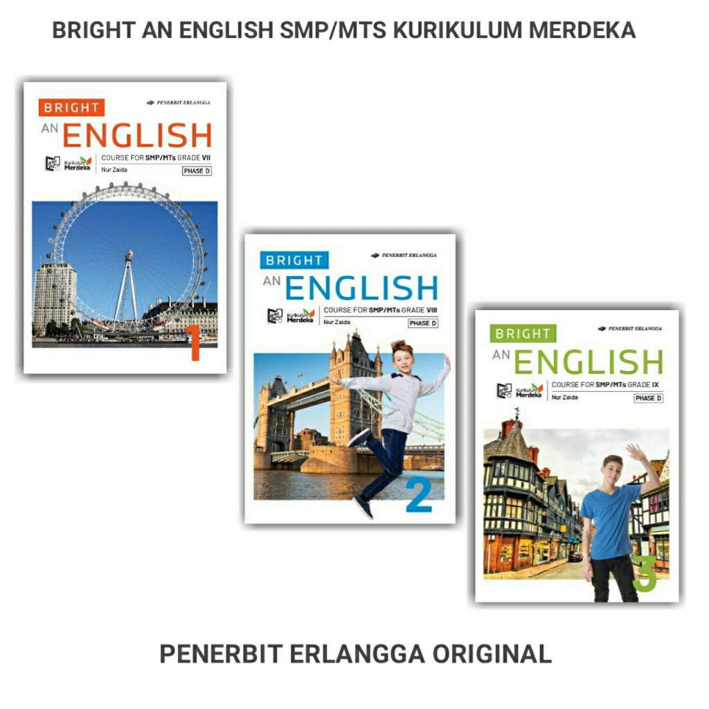 Jual Bright An English Course Kelas 7,8,9 SMP/MTS Kurikulum Merdeka Erlangga Original | Shopee ...