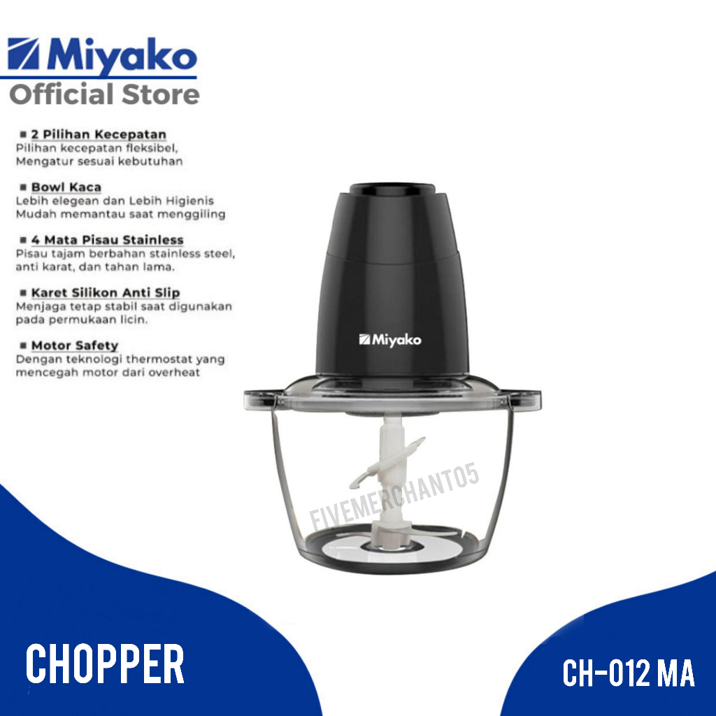 Jual Food Chopper Miyako CH 012 MA Jar Gelas 1,2 Liter Penggiling Bumbu Daging Penghalus Blender ...