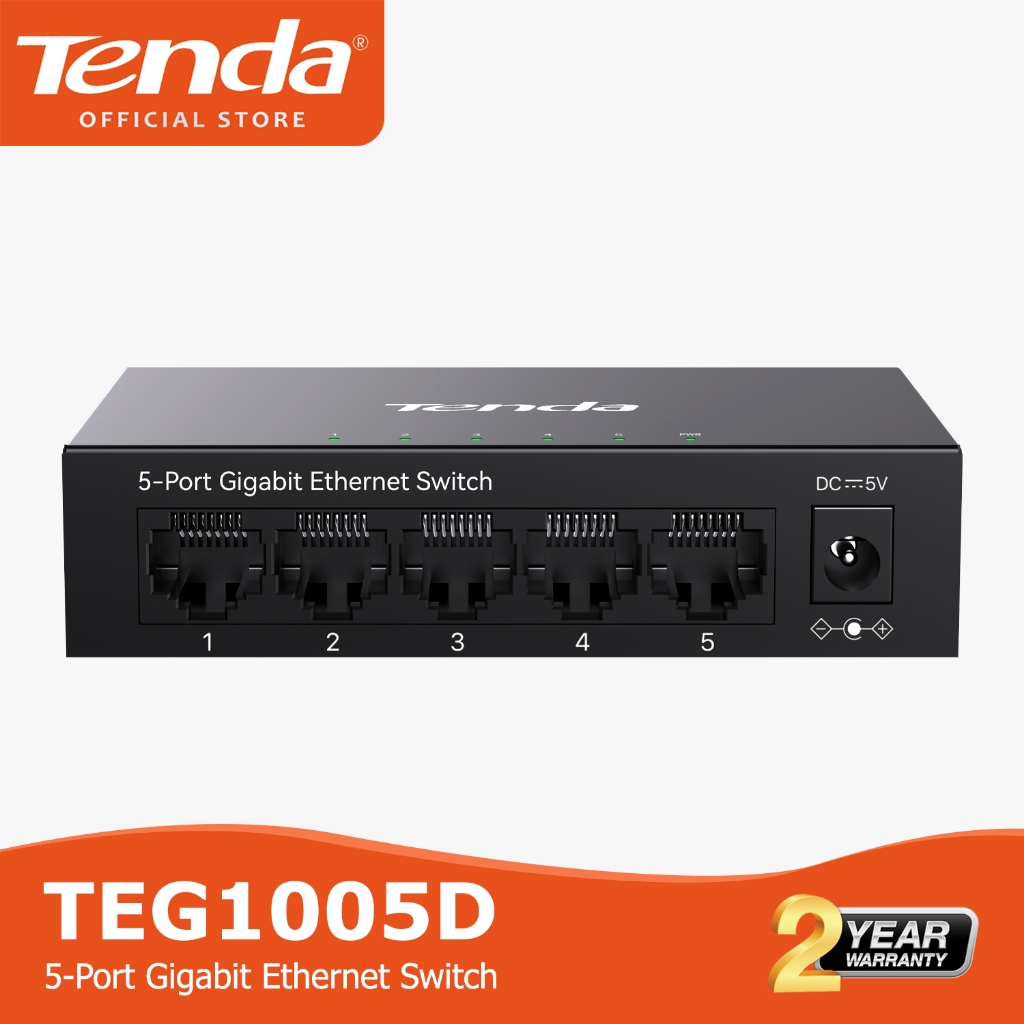 Jual Tenda TEG1005D Switch Gigabit 5-Port 10/100/1000Mbps Desktop dengan Perlindungan Petir 6KV ...