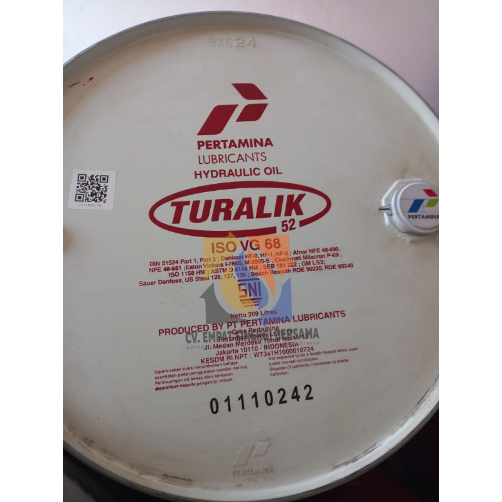 Jual Pertamina Turalik 52 iso VG 68,Hydraulic Oil | Shopee Indonesia