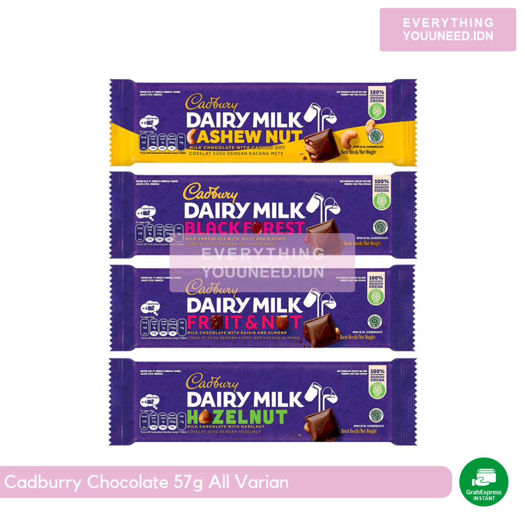 Jual Cadbury Dairy Milk Coklat Cashew Nut | Fruit & Nut | Chocolate ...