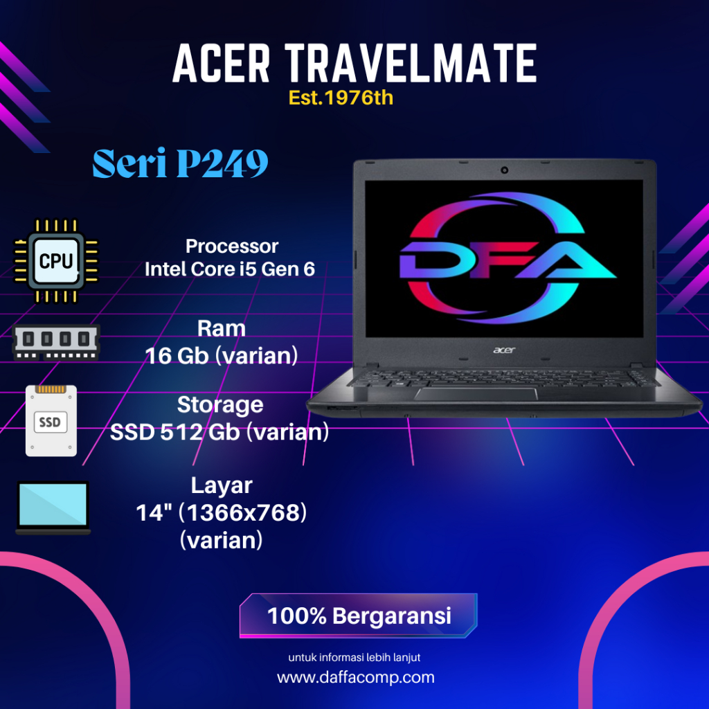 Jual Laptop Acer Travelmate P249 Core i5 Gen 6 Ram 16GB SSD 512GB | Shopee Indonesia