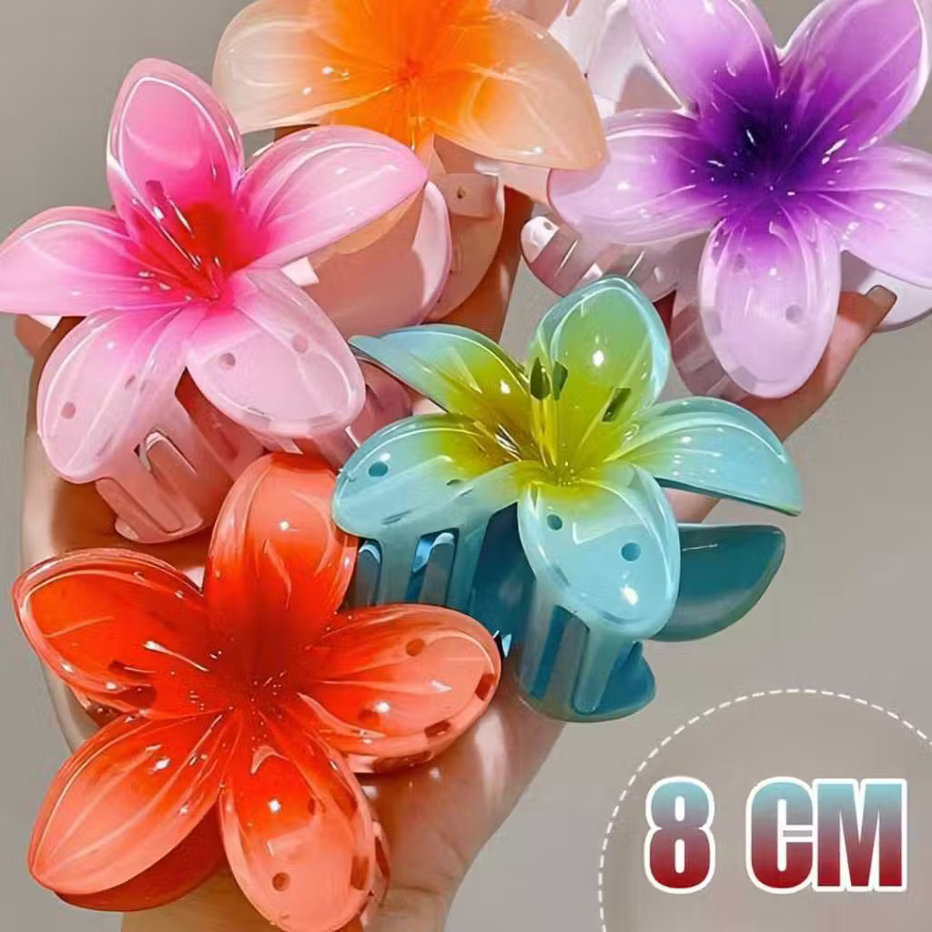 Jual [8 CM] Jepit Rambut Viral Jedai Bunga Kamboja Glossy warna super ...