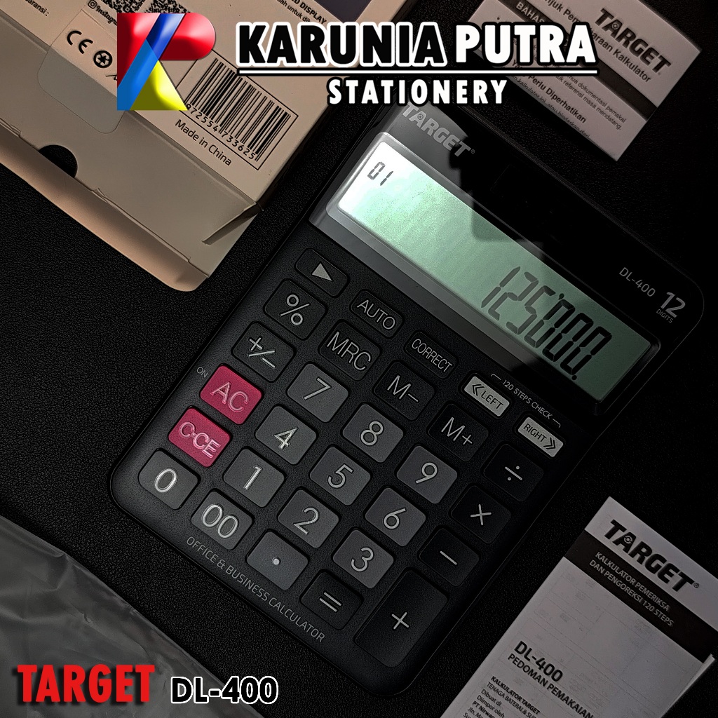 Jual Kalkulator Target DL-400 12 Digits Baterai AAA Check Correct ...