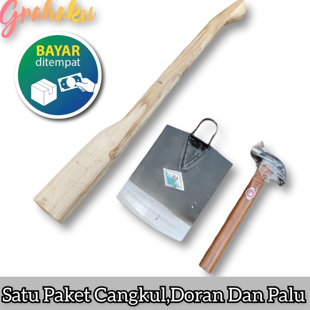 Jual KODE O9I Paket Cangkul Ayam Jago Dan Doran Gagang Kayu Cangkul Cap ...