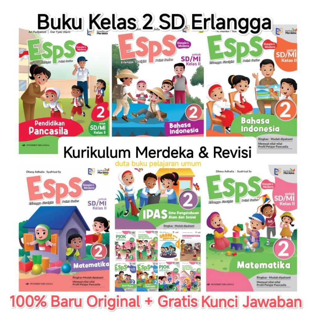 Jual Buku Esps matematika kelas 2 & pendidikan pancasila bahasa Indonesia seni budaya agama ...