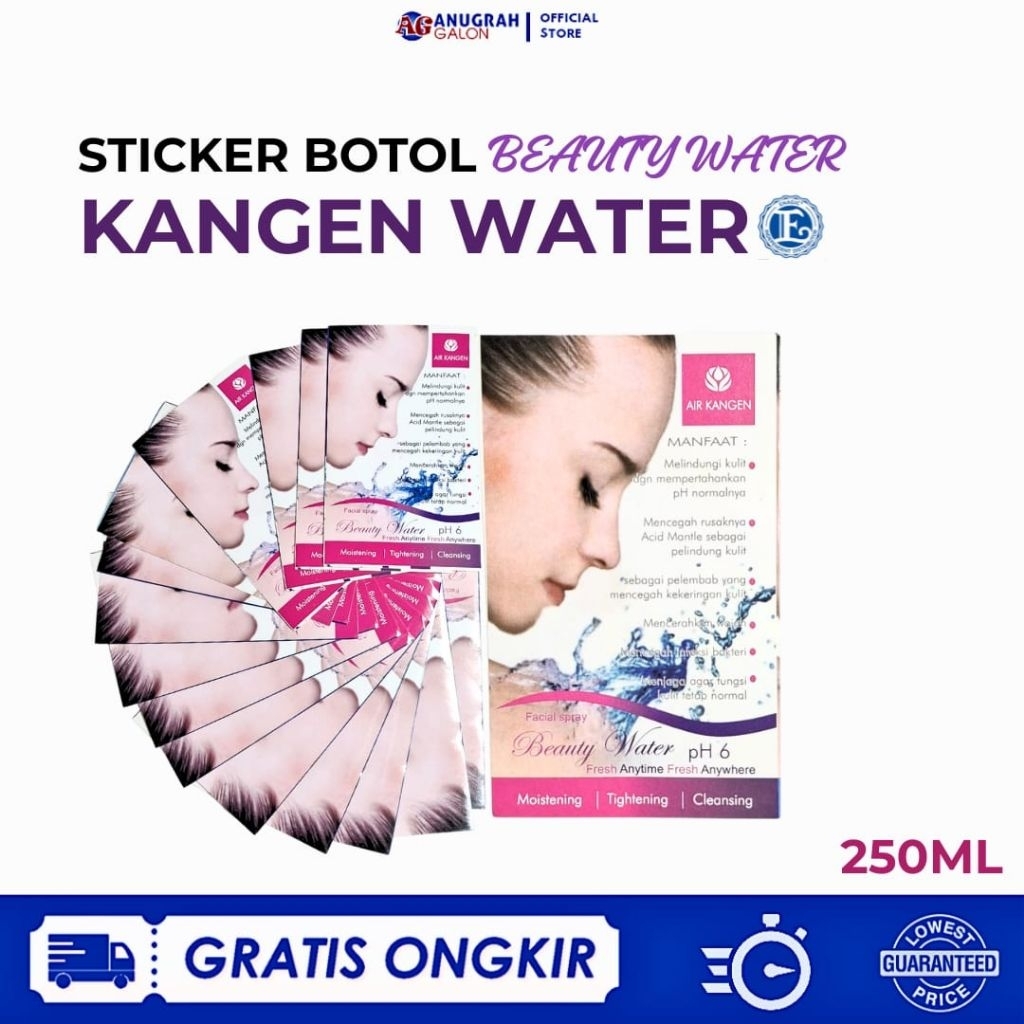 Jual Stiker Beauty Water & Strong Acid Kangen Water Untuk Kemasan Botol ...