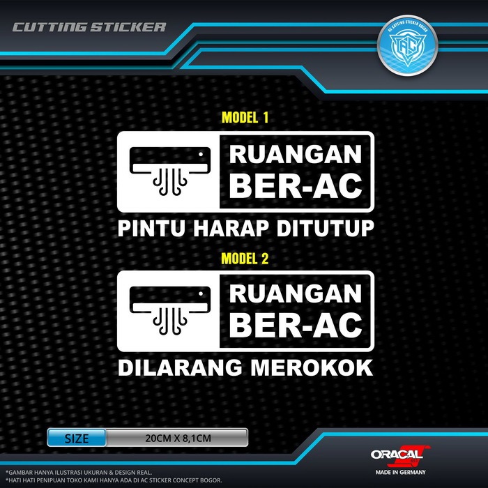 Jual Sticker Cutting Ruangan Ber AC Harap Tutup Pintu Stiker Kaca Pintu ...