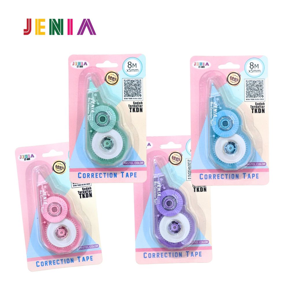 Jual 1 LSN / 12 Pcs Correction Tape Jenia CT-009 Pastel (5mmx8M ...