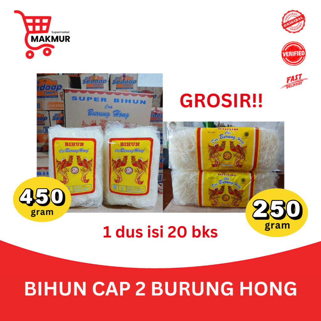 Jual Bihun Cap 2 Burung Hong 250gr / 450gr - 1 DUS isi 20 pcs Grosir ...