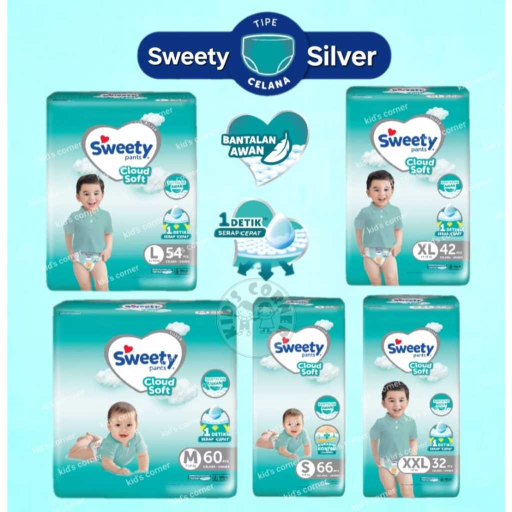 Jual Sweety Silver Pants S66/M60/L54/XL42/XXL32 Soft Cloud Popok Celana | Shopee Indonesia