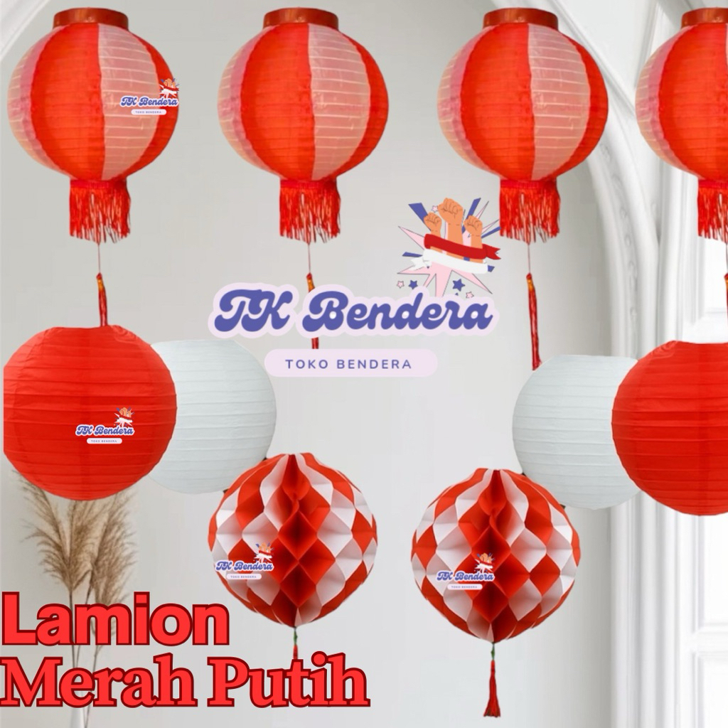 Jual Lampion Festival Merah Putih Bahan Kain Isi 1 pasang/2Pcs | Shopee ...