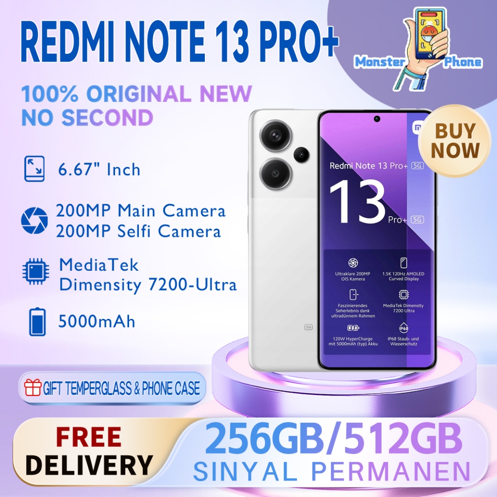 Jual Xiaomi Redmi Note 13 Pro+ 5G New Original100% Inter RAM 8/256GB 12 ...