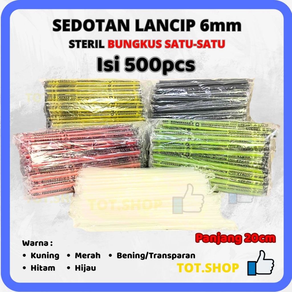 Jual [6mm Isi 500pcs/12mm isi 100pcs] Sedotan Steril Plastik Hitam ...