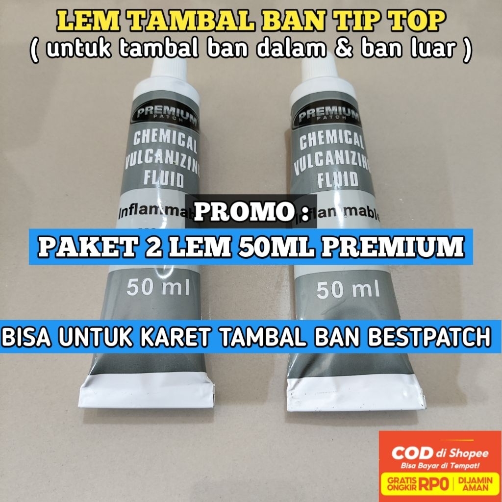 Jual 2 Pcs Lem tambal ban Tip Top PREMIUM Kemasan tube 50ml x 2 - Lem ...