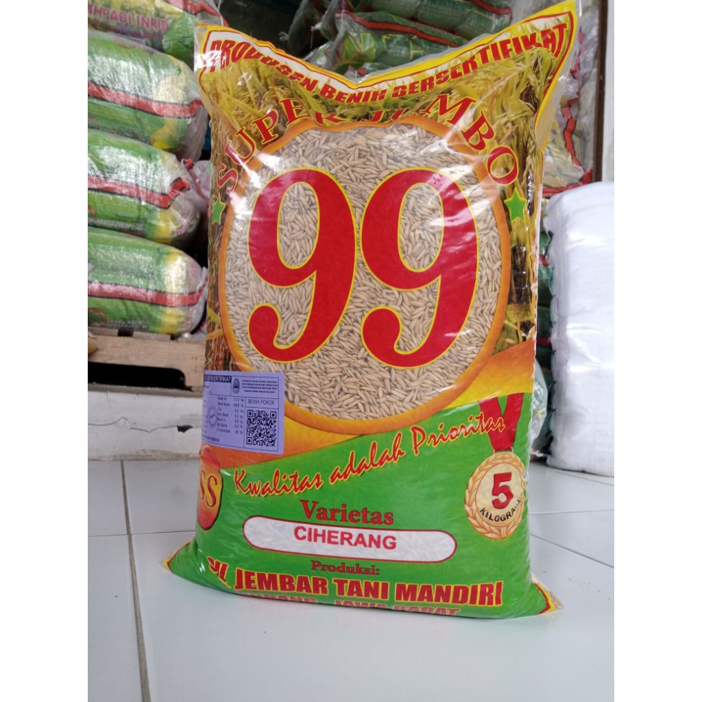 Jual Benih bibit padi Ciherang super jumbo 99 bersertifikat kemasan 5kg | Shopee Indonesia