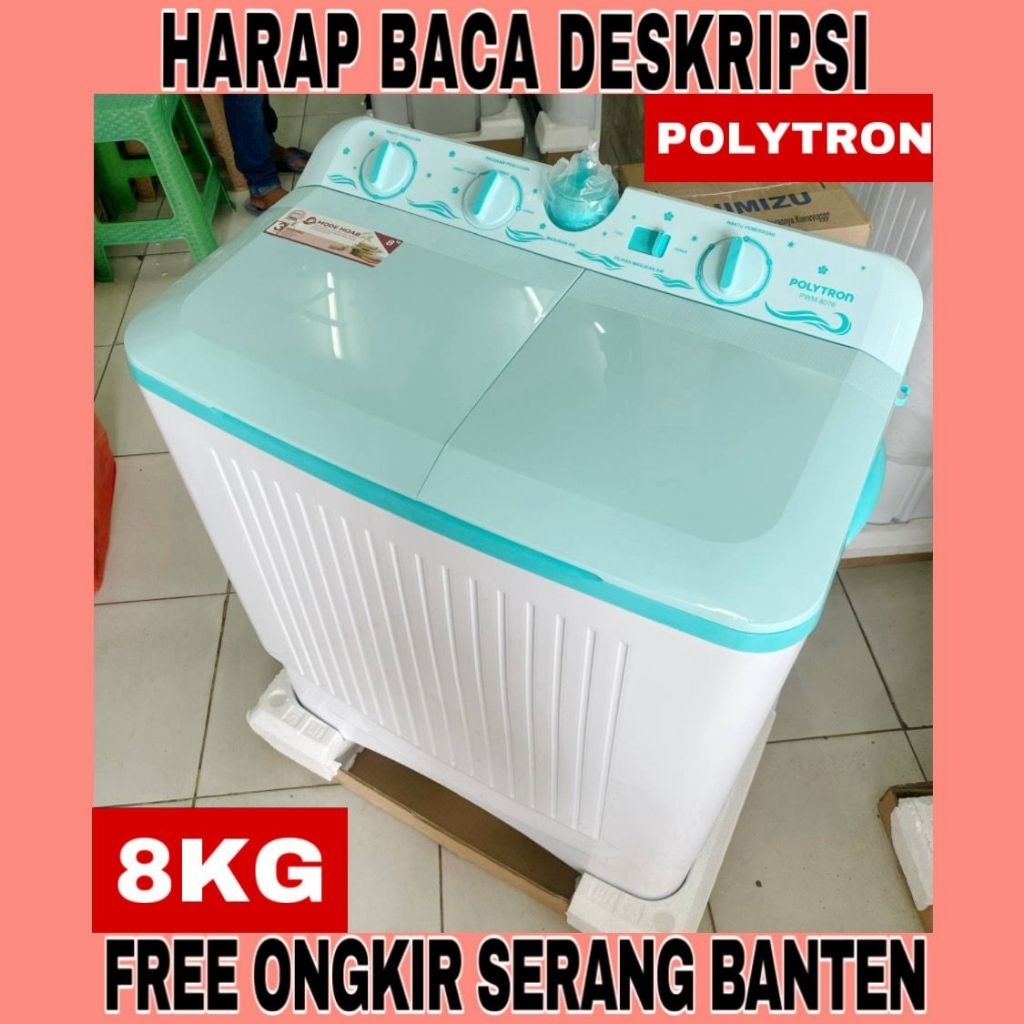 Jual MESIN CUCI POLYTRON 2 TABUNG 8KG / POLYTRON PMW-8076 ( FREE ONGKIR ...