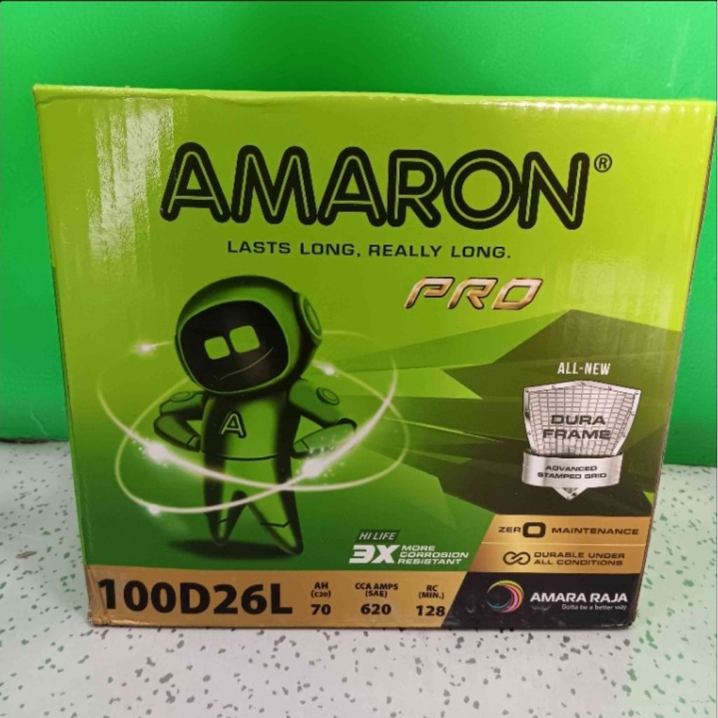 Jual Aki Mobil Amaron PRO 100D26L - 80D26L MF Accu Kering Siap Pakai | Shopee Indonesia