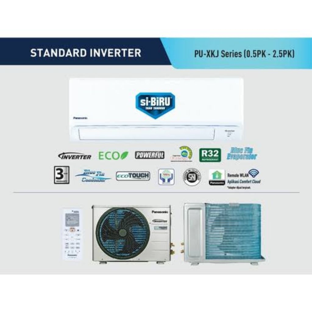Jual AC Panasonic Inverter 1/2pk - 2pk PU Inverter Blue fin Series ...