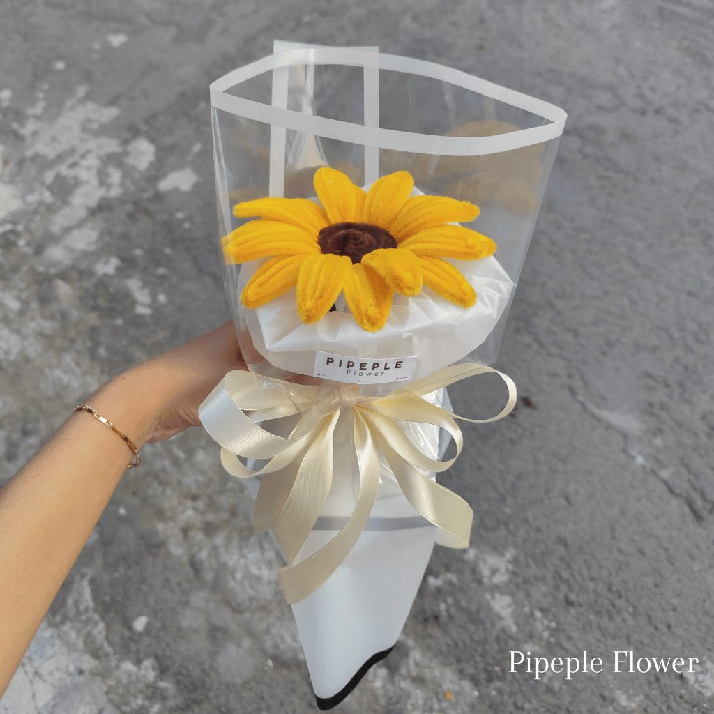 Jual SINGLE MEDIUM SUNFLOWER BUKET / Buket Kawat Bulu / Pipe Flower ...