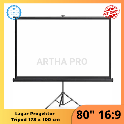 Jual Layar proyektor tripod 80" inch rasio 16:9 | Screen projector ...