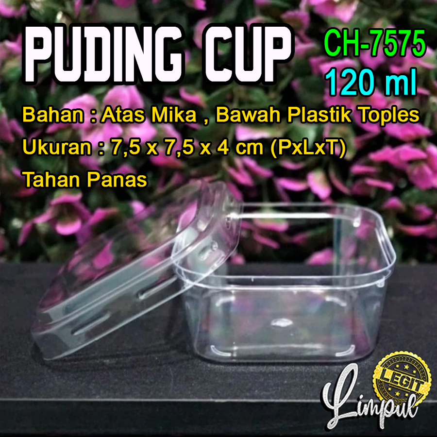 Jual Jelly Cup Gelas Puding CH 7575 Pudding Cup Segiempat 120ml + Tutup ...