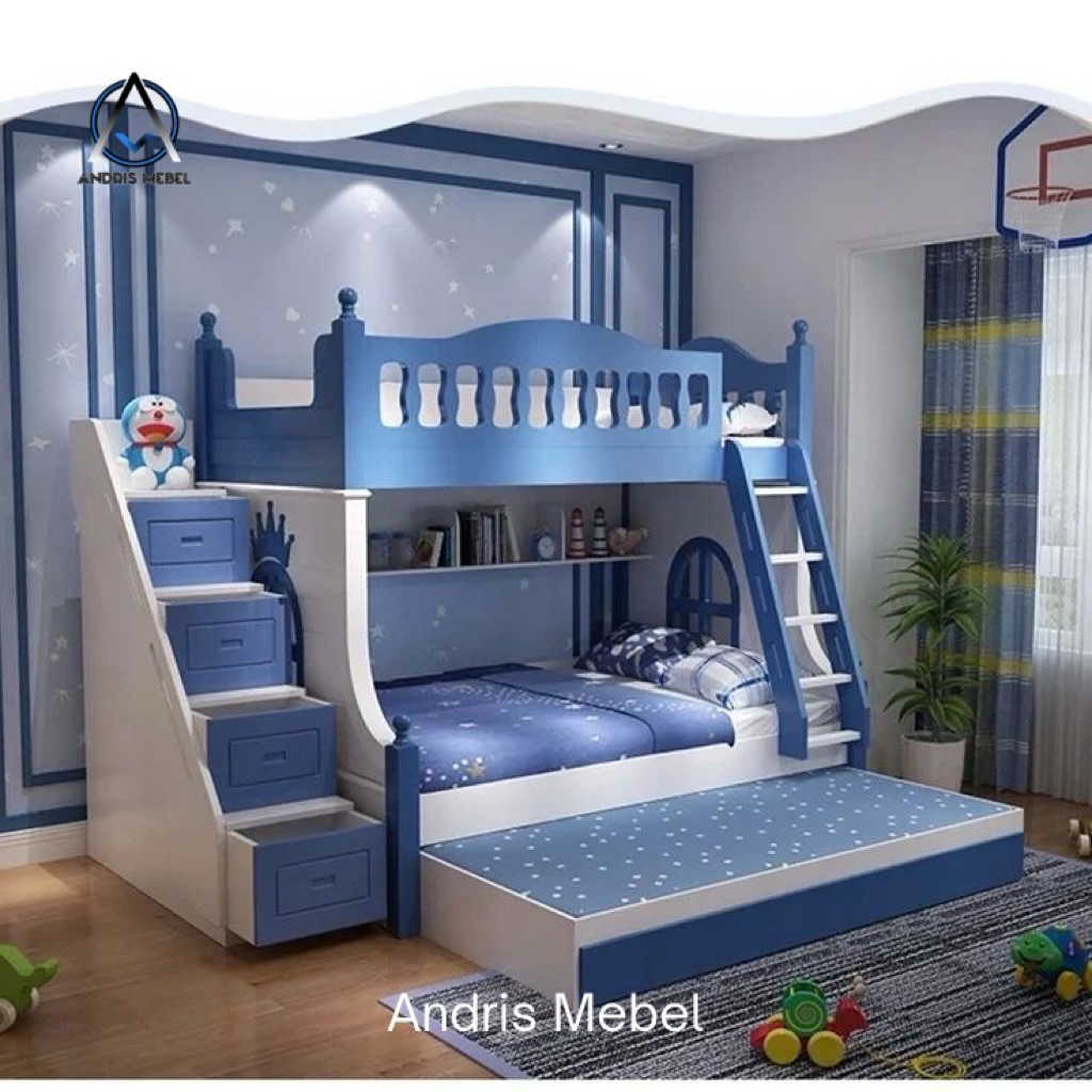 Jual Tempat tidur tingkat anak kayu 3 susun, Ranjang tingkat murah ...