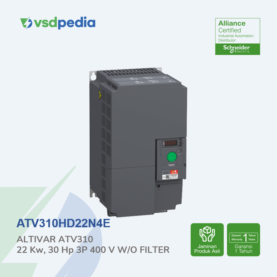 Jual SCHNEIDER Altivar ATV310 3PH 400V 22kW w/o FILTER ATV310HD22N4E ...