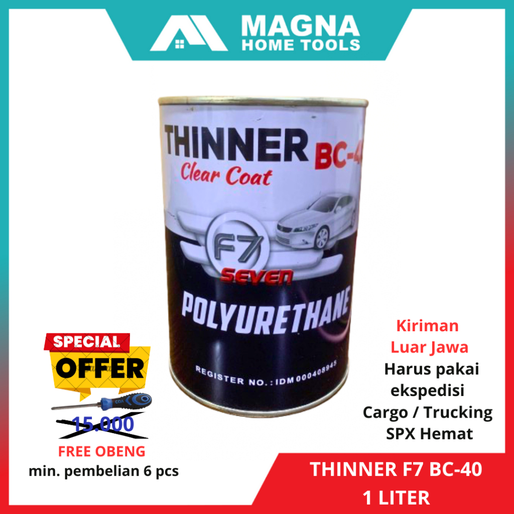 Jual THINNER PU F7 CLEAR COAT BC 40 - PENGENCER CAT 1 LITER / KALENG / SEVEN | Shopee Indonesia